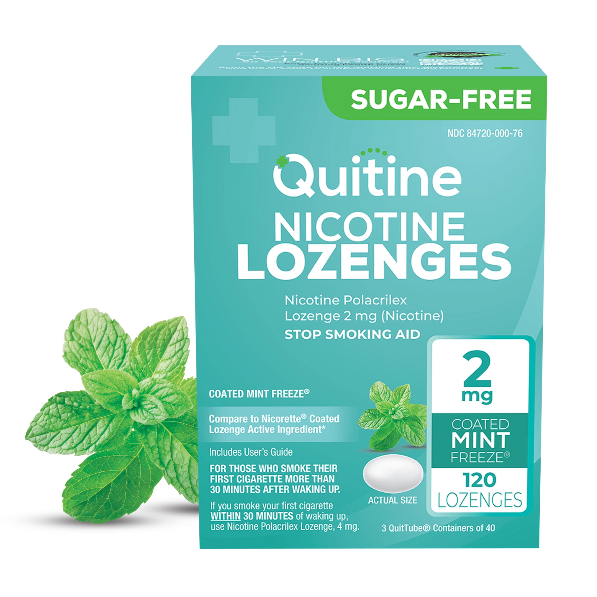 Quitine Nicotine Lozenges 2mg Mint, 120 Count – Stop Smoking Aid ...