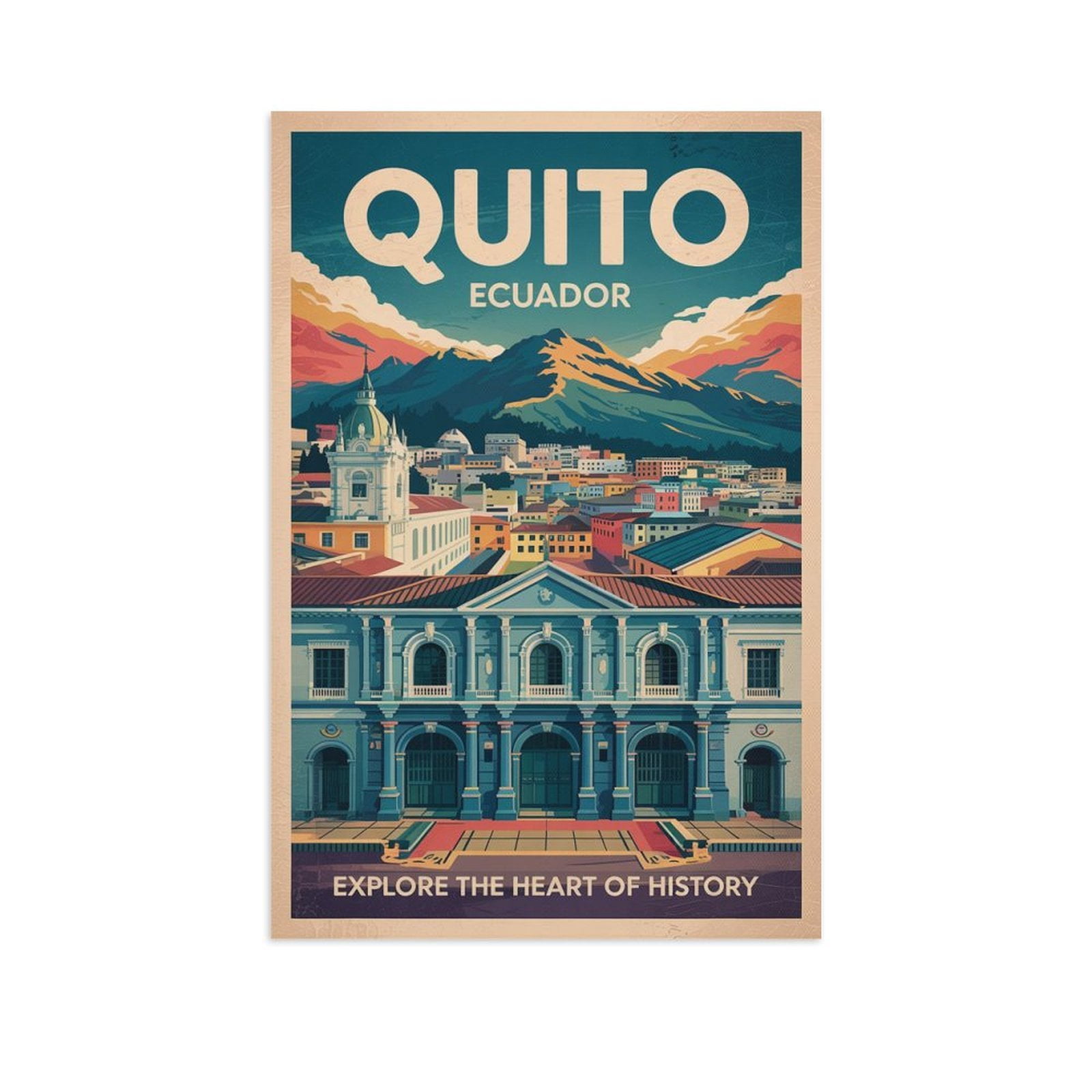Quito Classic Poster Retro Cityscape with Historic Sites & Scenic ...