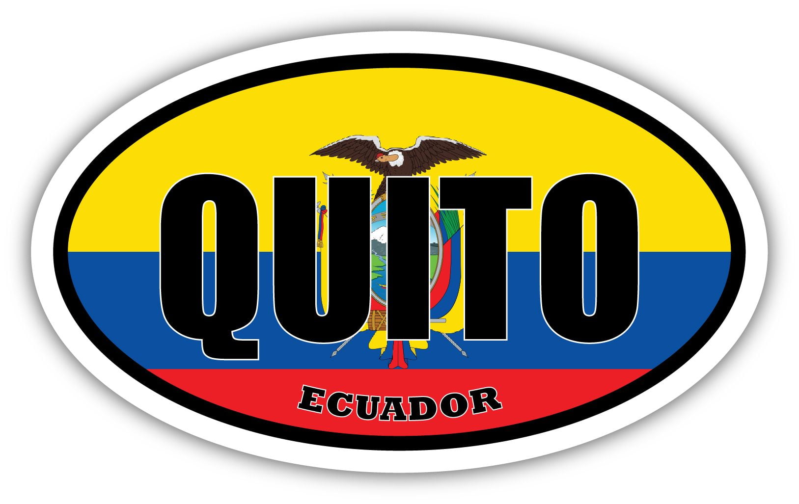 Quito Ecuador Flag Oval Decal Vinyl Bumper Sticker 3x5 inches - Walmart.com