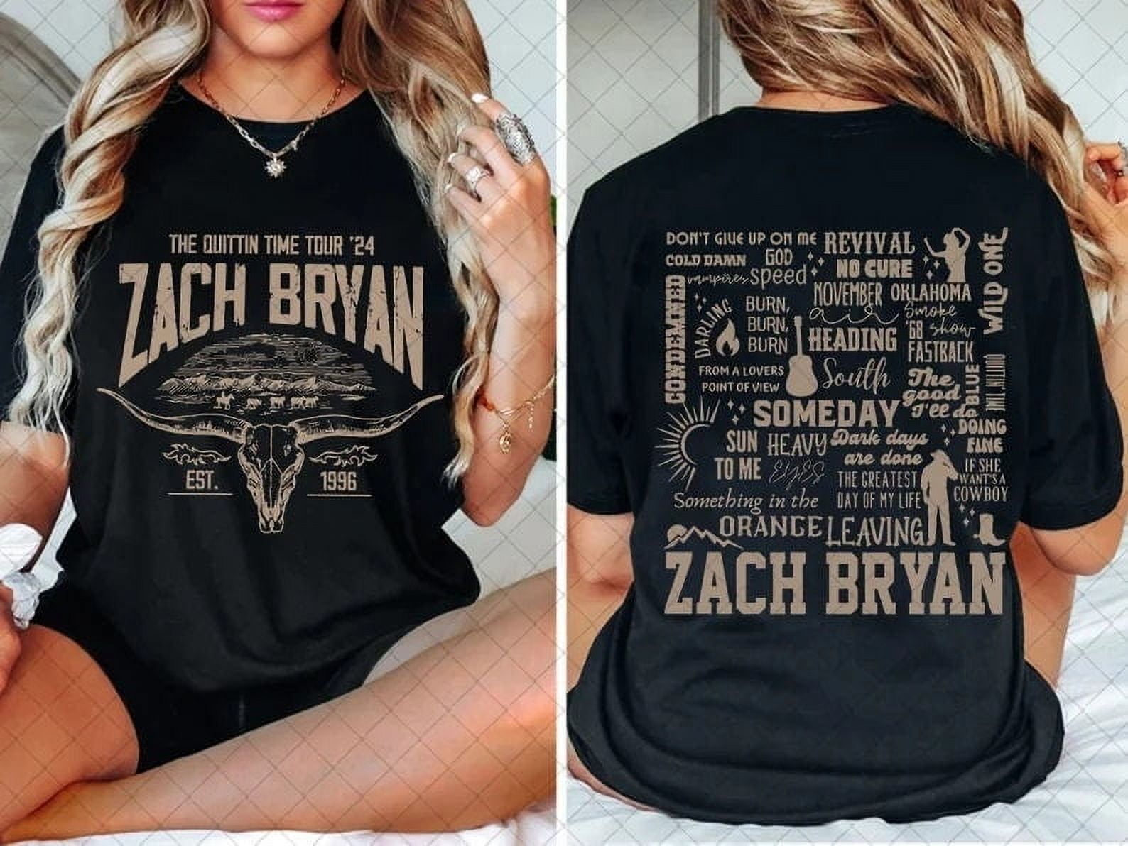 Quittin' Time Tour Zach Bryan 2024 Tour Hoodie S-5XL, T-Shirt, Country Music, Concert Mer ...