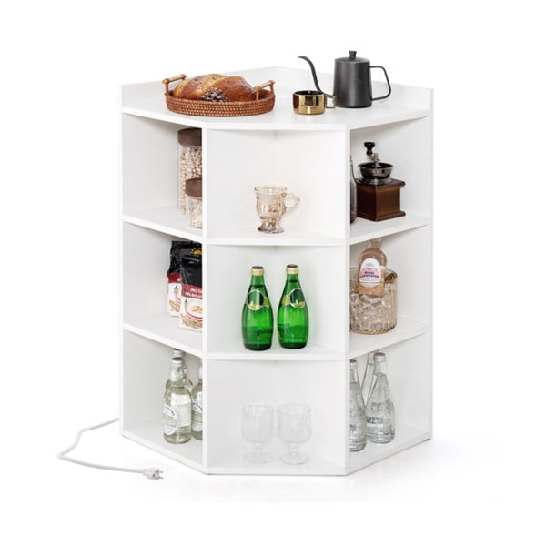 Quivanta Corner Cabinet, Corner Storage with Power Outlet & LED Lights ...