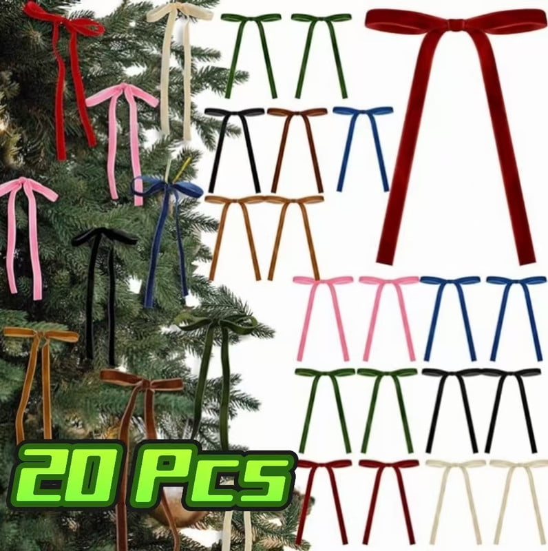 Quivanta Set of 24 Velvet Christmas Bows, Rustic Craft Gift Bows for ...