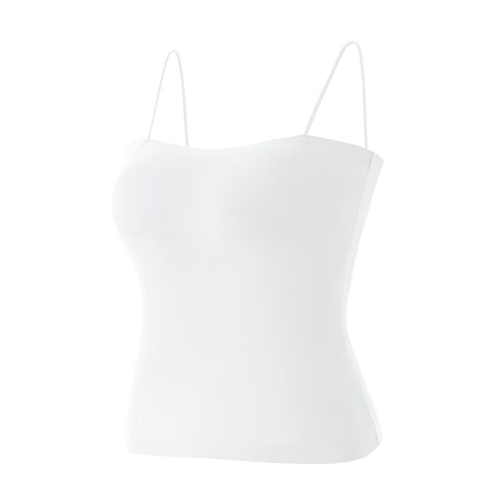 Quixlent Women Padded Scoop Neck Tank Tops Double Line Going Out Basic ...