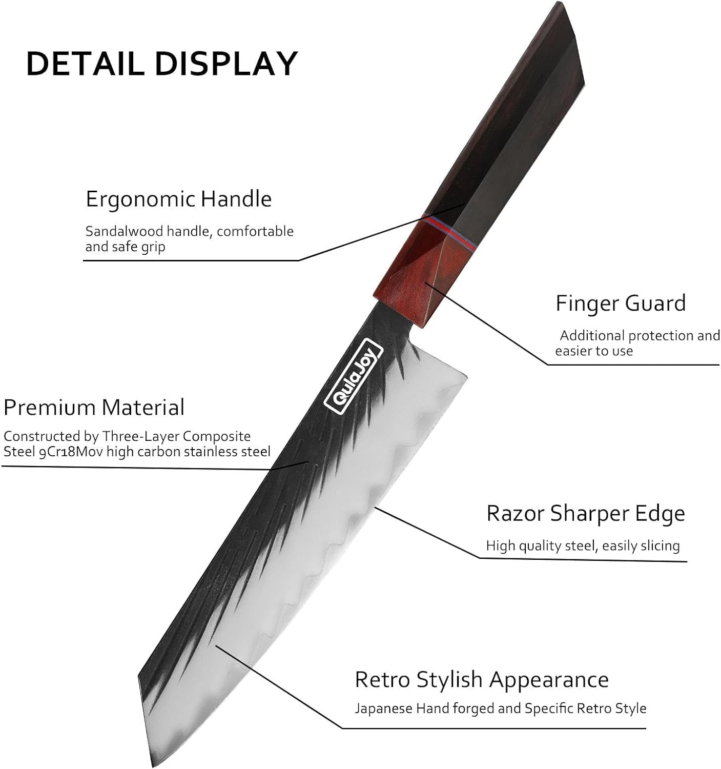 Qulajoy 7.7" Kiritsuke Chef Knife Japanese Hand Forged Kitchen Knives ...