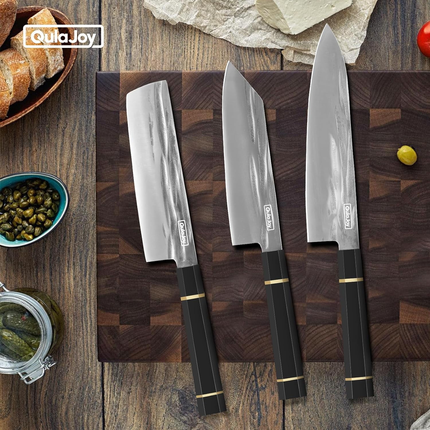 Qulajoy 7 Inch Kiritsuke Chef Knife - Hand Forged Swedish Sandvik Steel ...