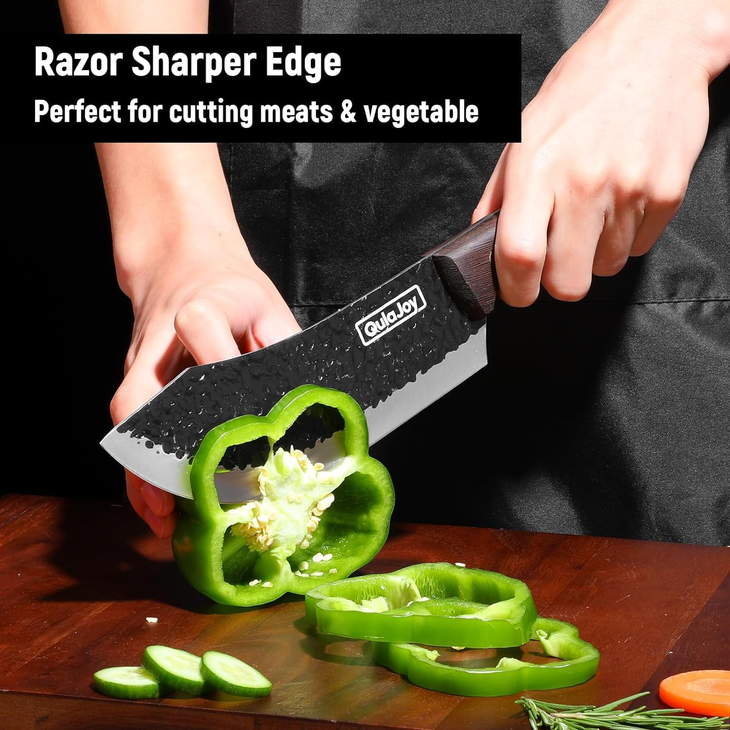 Qulajoy 7 Inch Meat Cleaver Knife, Professional High Carbon Stainless ...