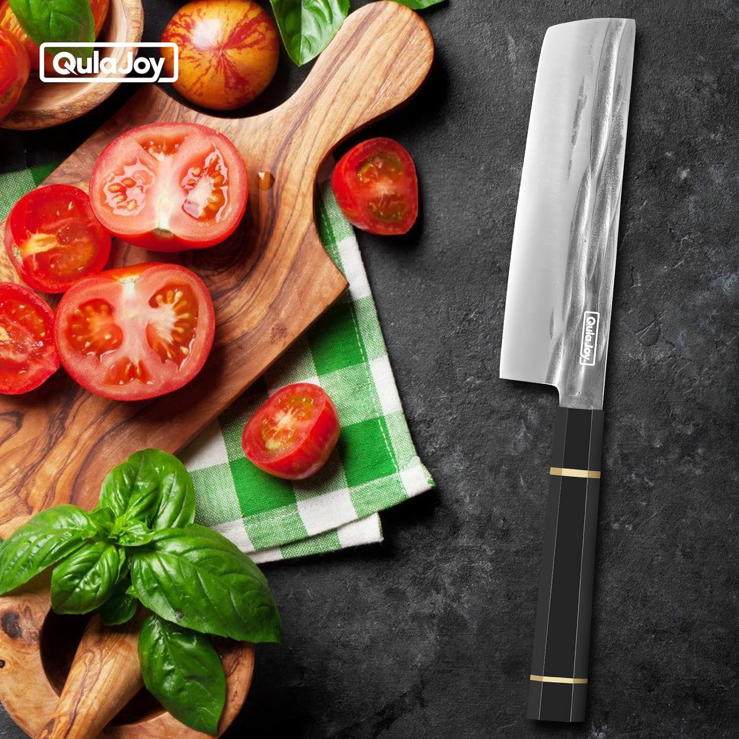 Qulajoy 7 Inch Nakiri Knife - Hand Forged Swedish Sandvik Steel Cooking ...