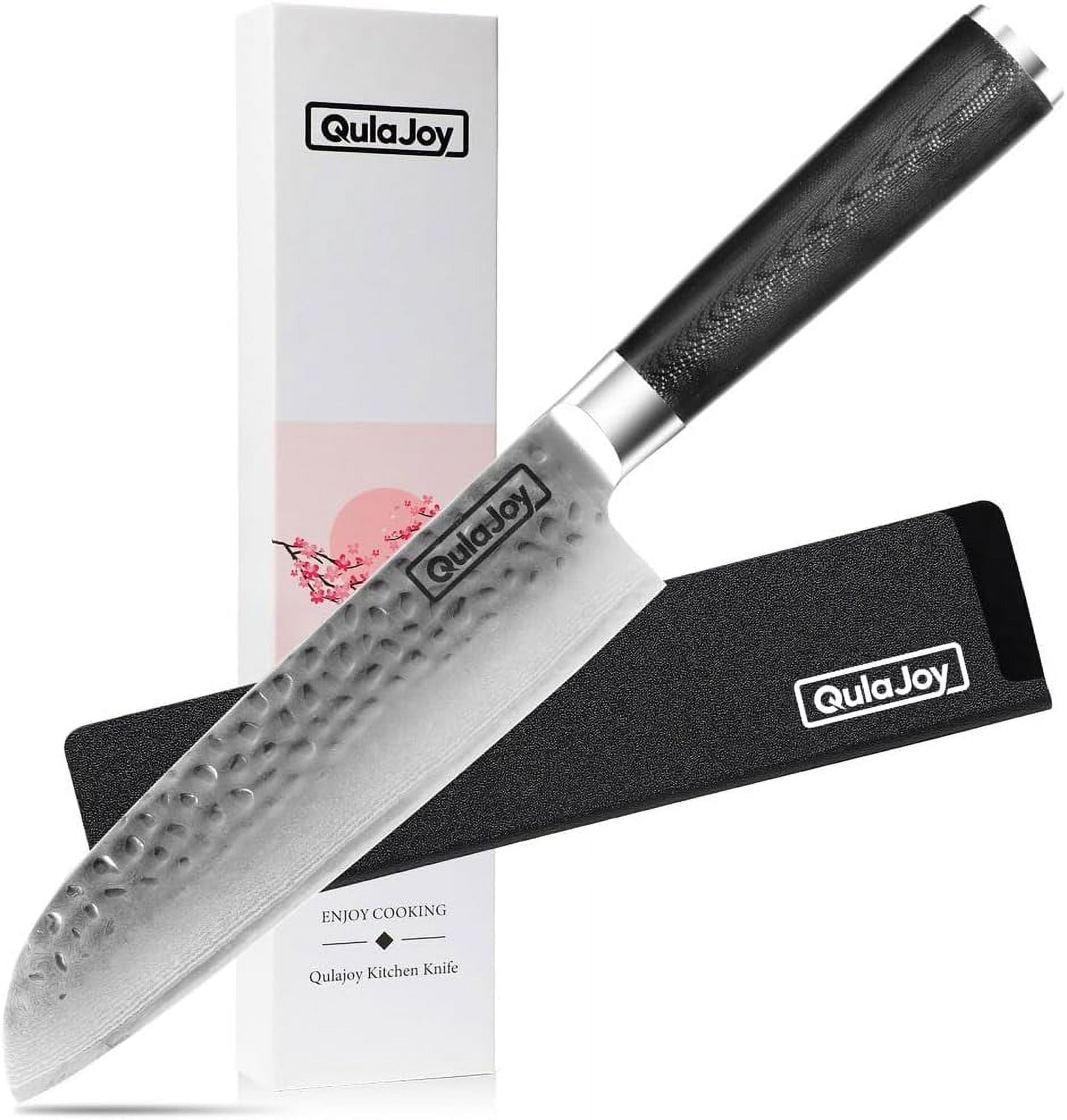 Qulajoy 7 Inch Santoku Knife- Ultra Sharp Japanese 67 Layers Damascus ...