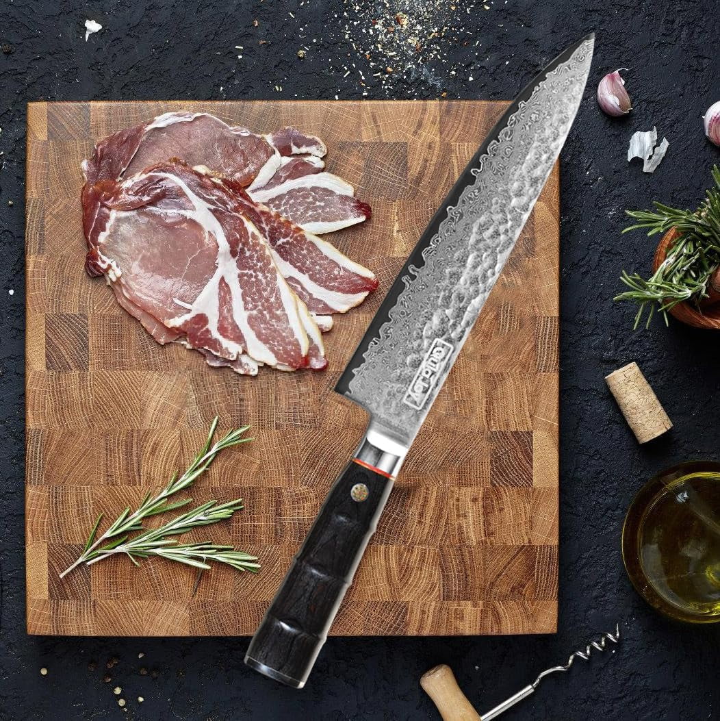 Qulajoy 8 Inch Japanese Chef Knife,67 Layers Damascus VG-10 Steel Core ...