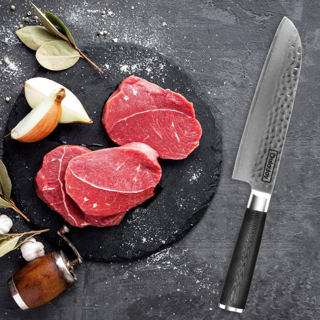 Qulajoy Santoku Knife 7 Inch - Ultra Sharp Japanese 67 Layers Damascus ...