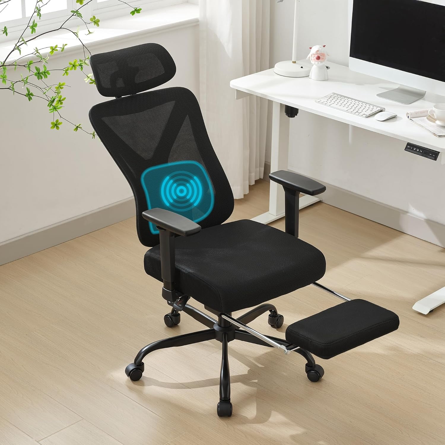 Qulomvs Massage Office Chair with Foot Rest,Massage Reclining Office ...