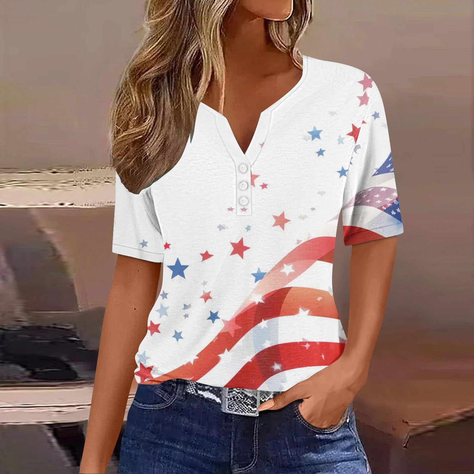 Qulqfy 4th of July Tops for Women Trendy Forth of July National Pride ...
