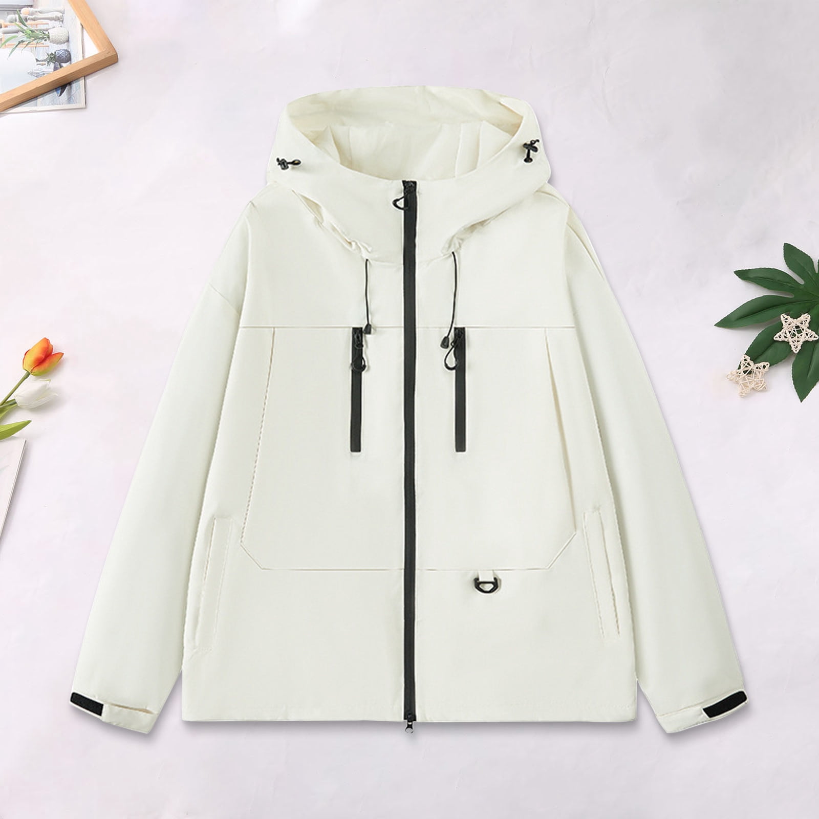 Qulqfy Beige Jackets for Men Lightweight Waterproof Travel Running ...