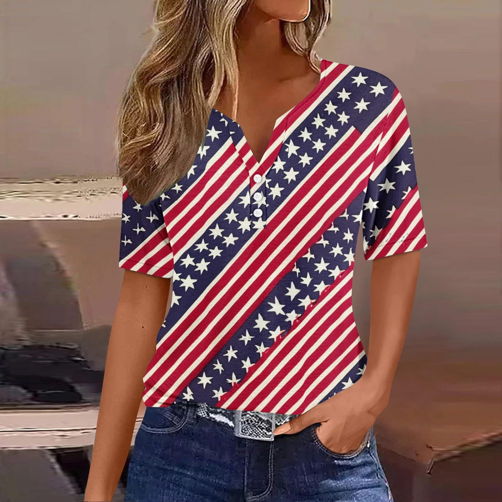 Qulqfy Forth of July Trendy Tops for Women 2025 Memorial Day ...