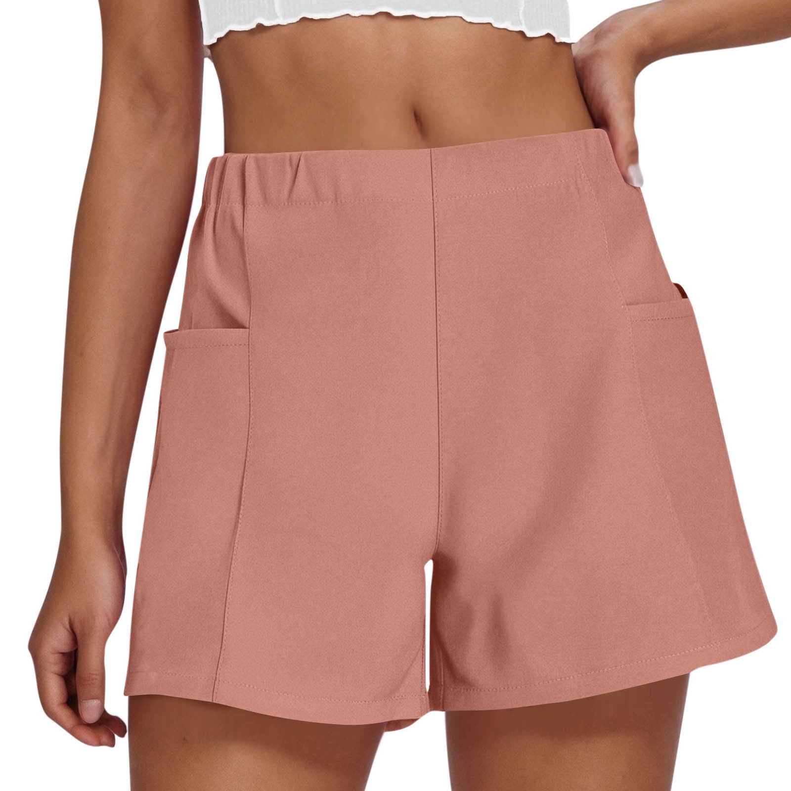 Qulqfy HotPants Women's Shorts 2025 Cargo Baggy Pink Solid Color ...