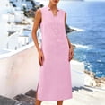 Qulqfy Sleeveless Summer Dresses for Women Wedding Guest Maxi Solid ...