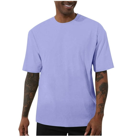 Qulqfy Tee Shirts Mens Workout Basic Purple Big & Tall Plain Shirts ...