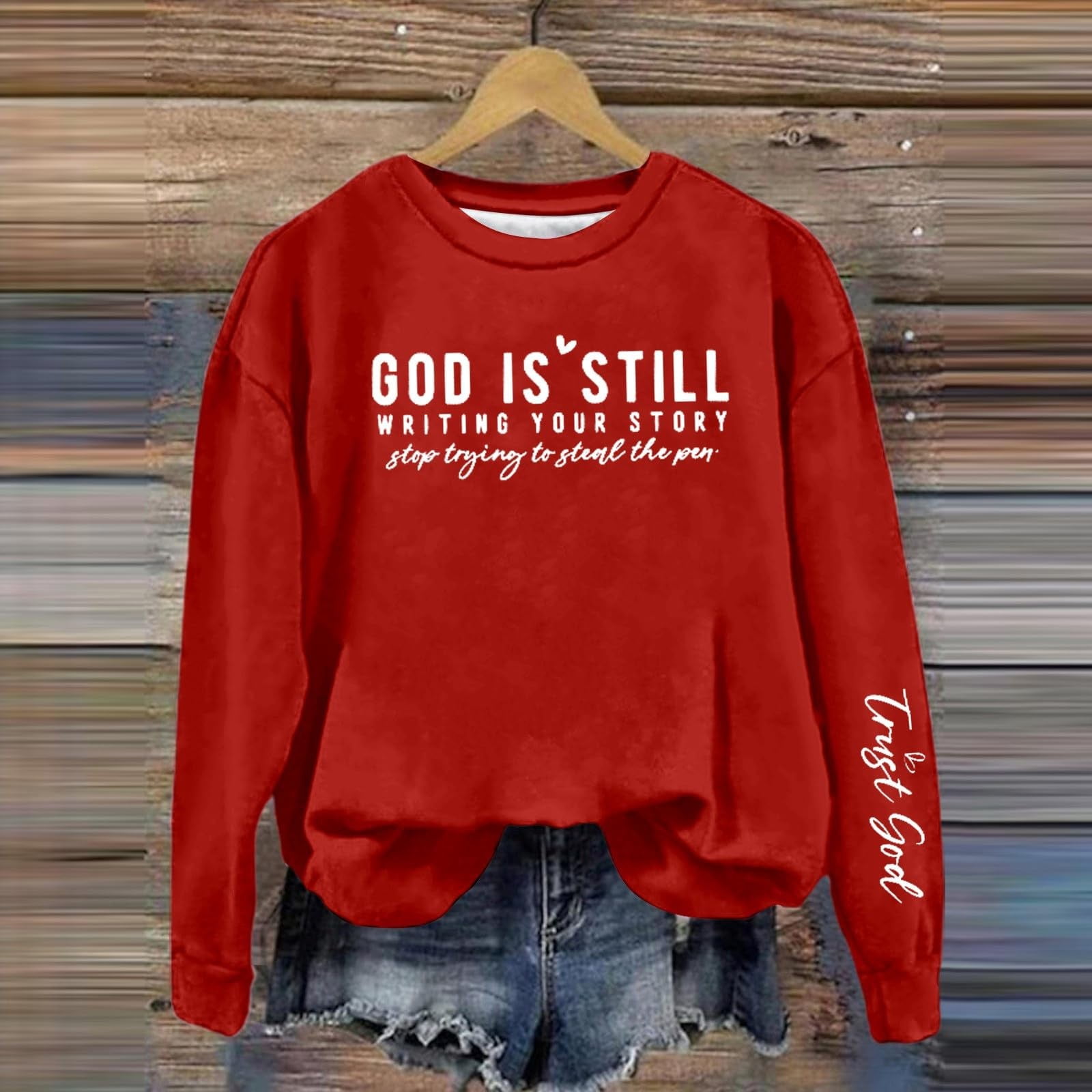 Qulqfy Women's Long Sleeve Shirts No Hood Pullover God is Still Writing ...