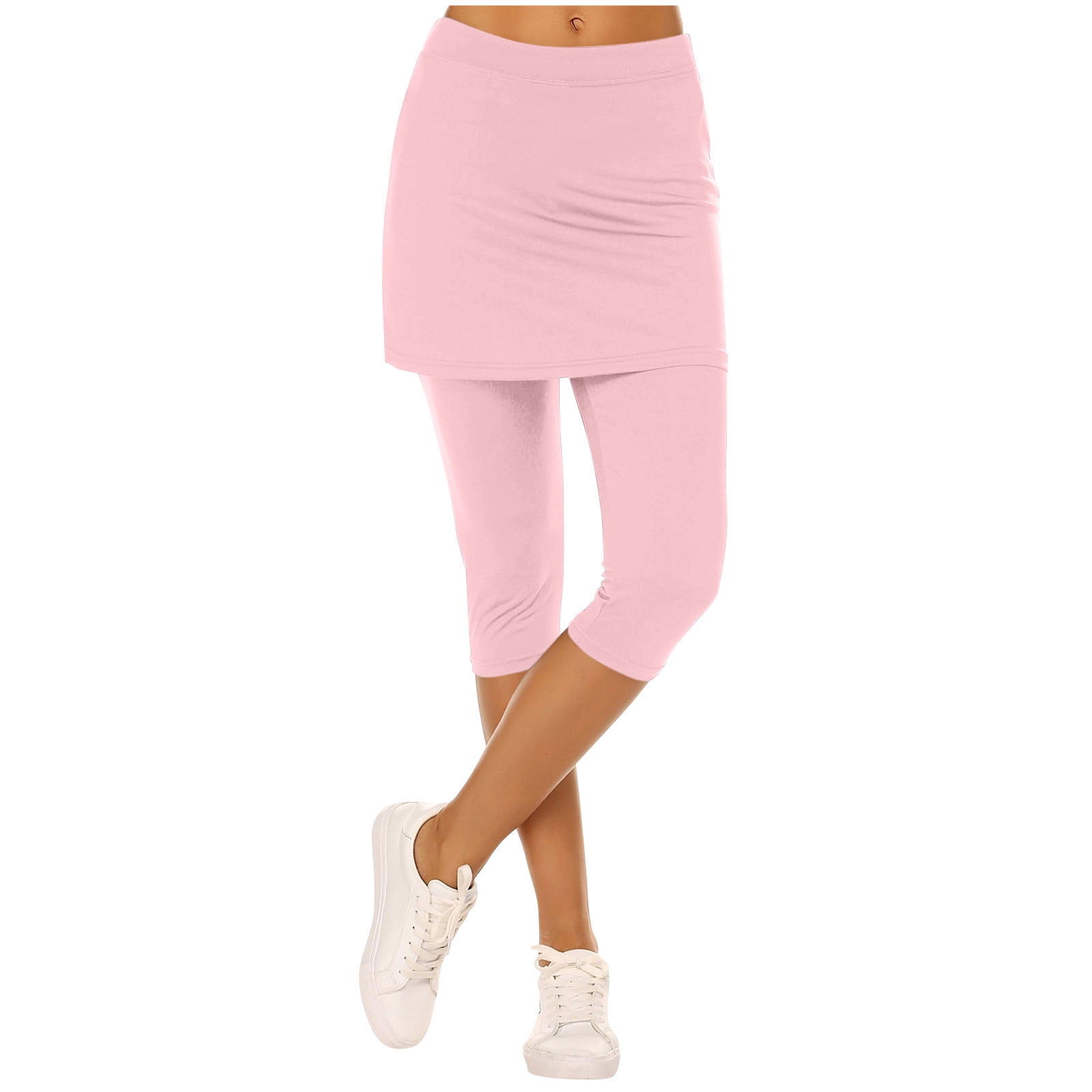 Qulqfy Womens Gym Leggings Yoga High Waisted Pink Cropped Athletic ...