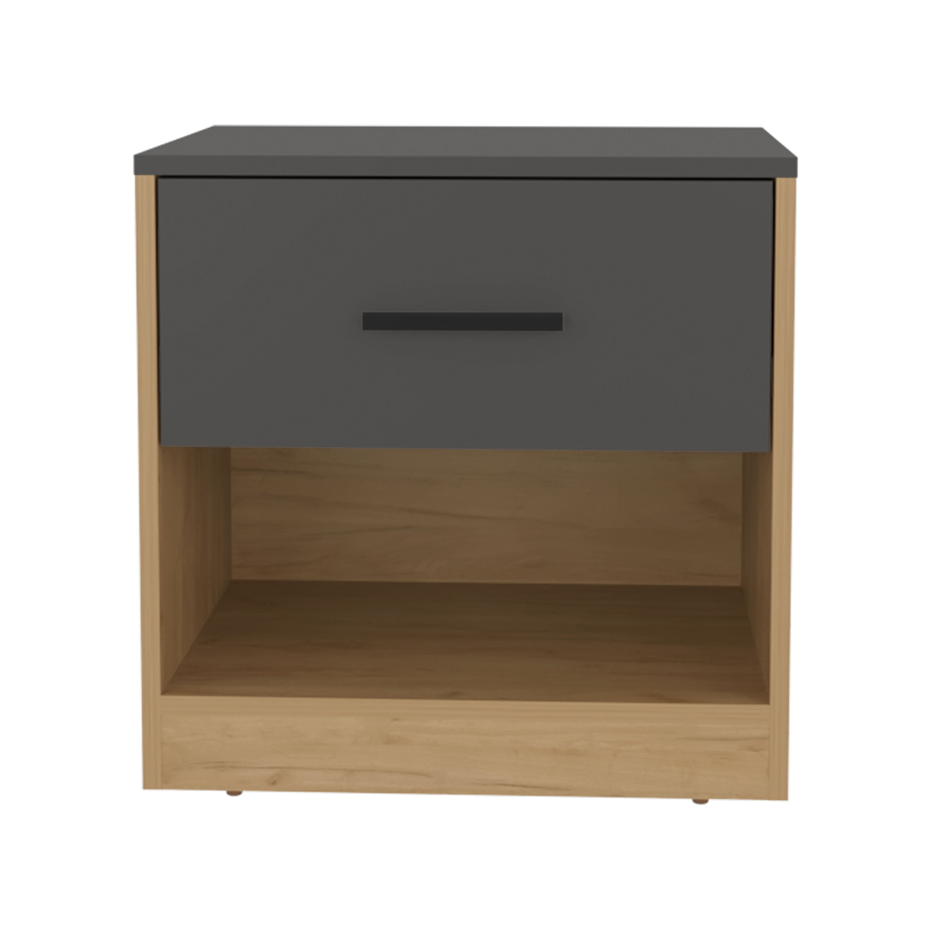 Qumbnk 1 Drawer Beside Table with Open Shelf, Wood Nightstand for ...