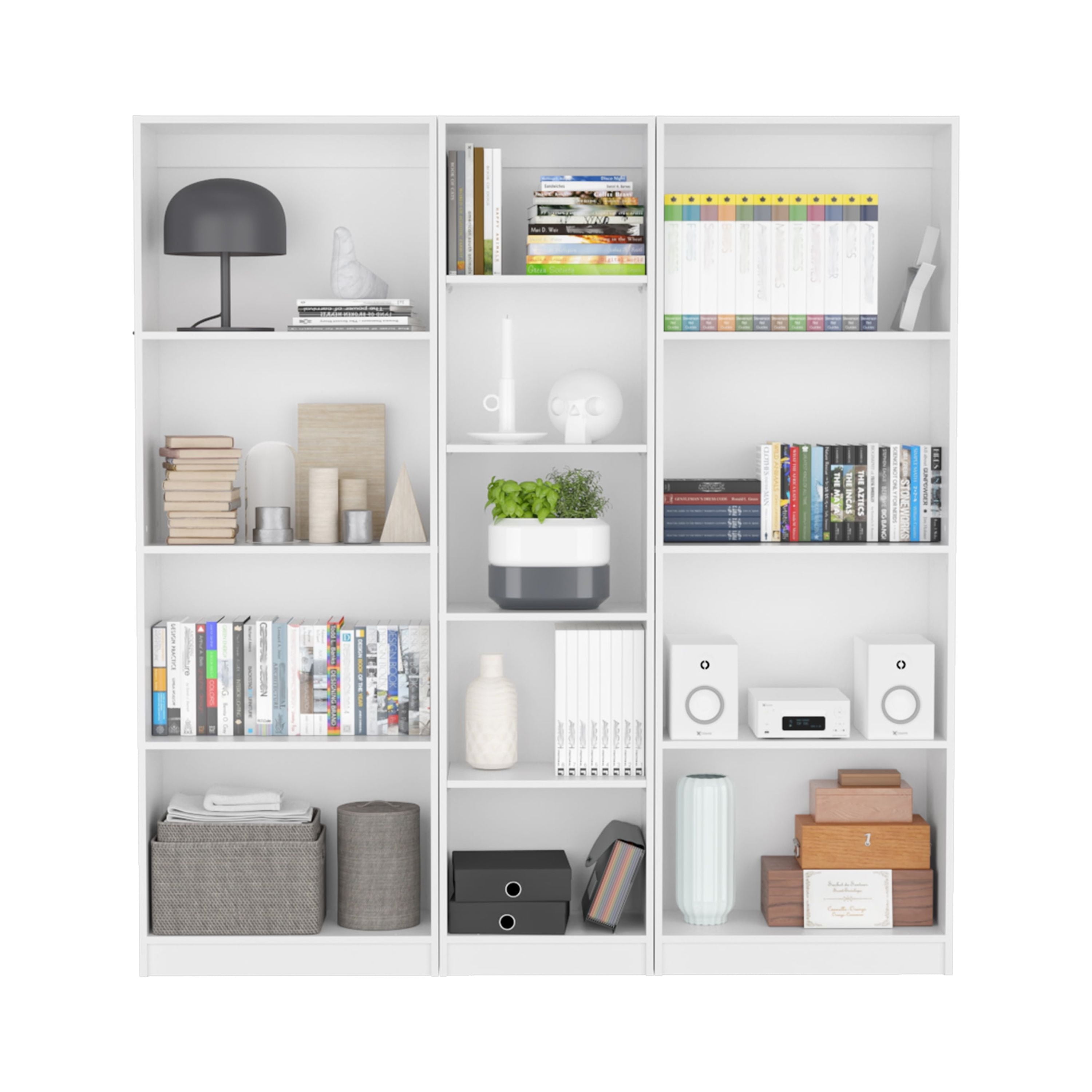 Qumbnk 13 Tiers Wood Bookshelf Bookcase Open Book Storage Stand Rack ...