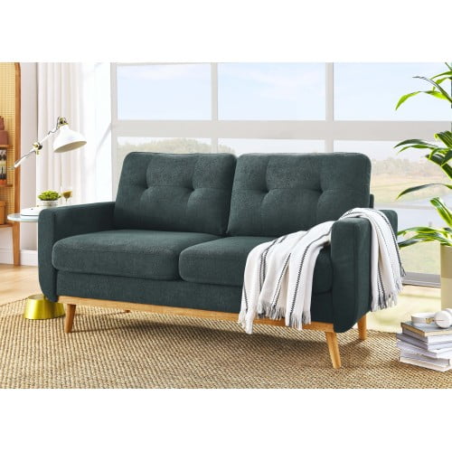 Qumbnk 3 Seater Polyester Sofa Couch with Wooden Legs, 67.7 ...