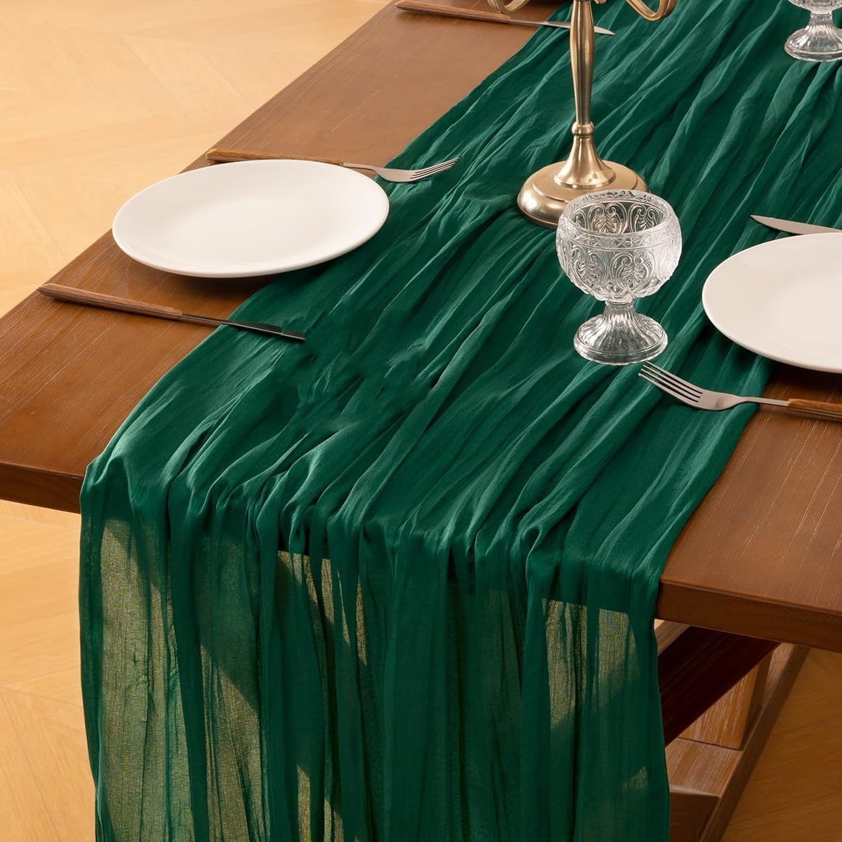 Qumbnk Cheesecloth Table Runner Gauze Table Runner Wedding Dining Table ...