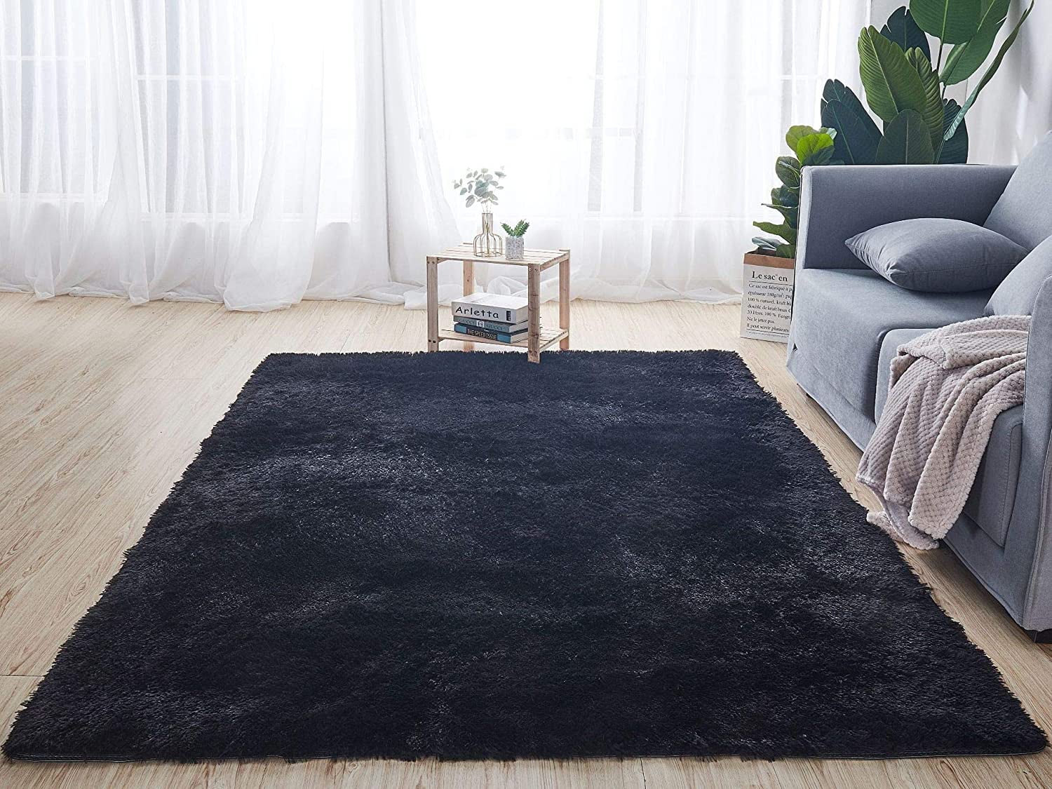 Qumbnk Fluffy Area Rugs Small Soft Bedside Mat Non-Slip Plush Carpet ...