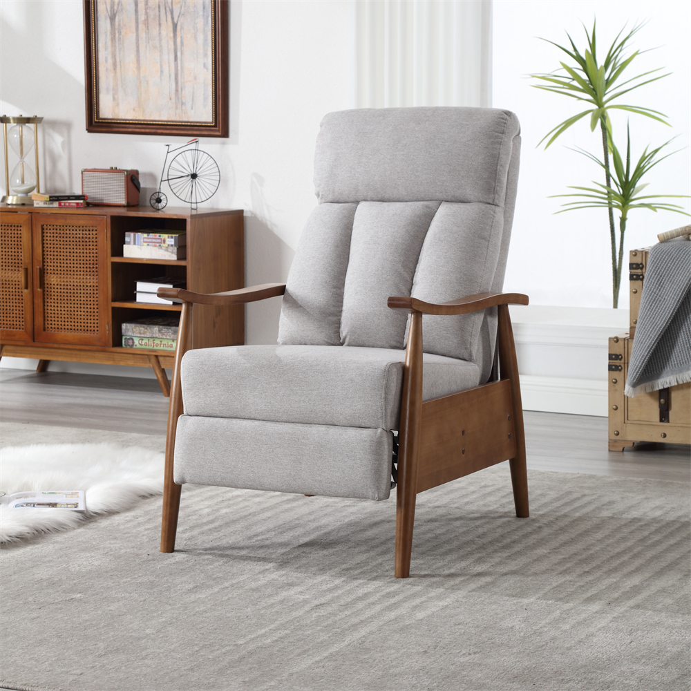 Qumbnk High Back Armchair Accent Chair with Wood Frame, Linen Lounge ...