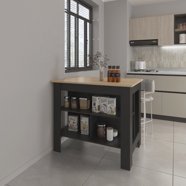 Knubmt Kitchen Island with 3 Open Shelf, 2 Tier Kitchen Table for ...