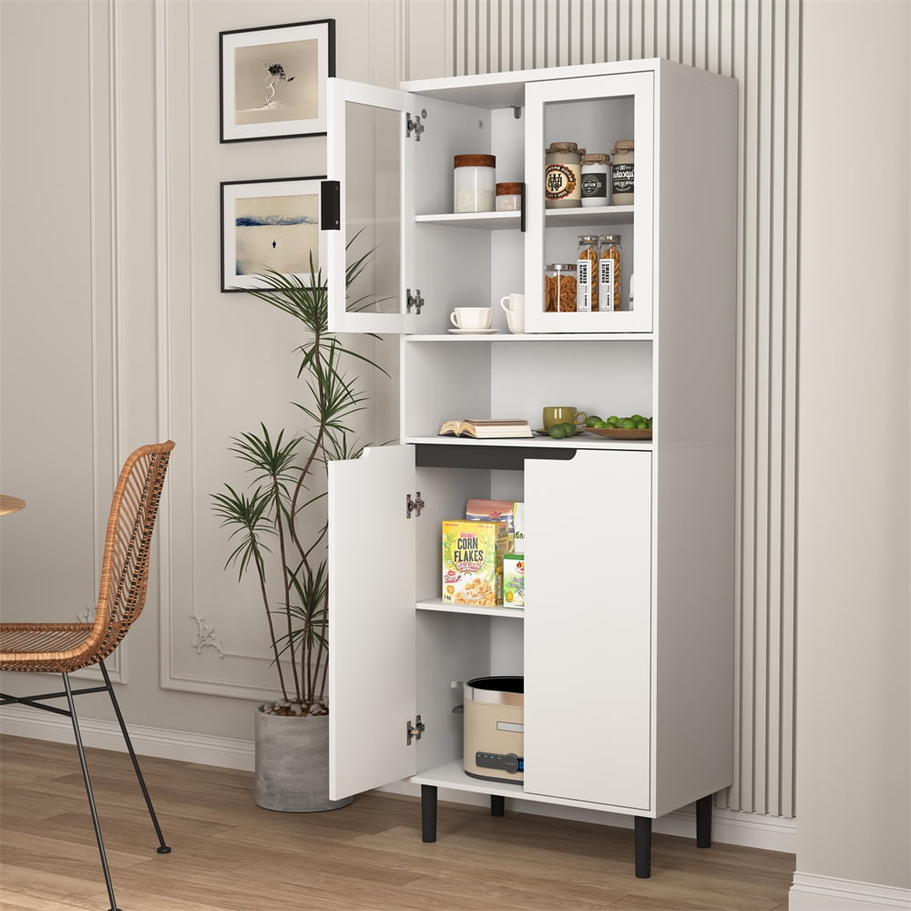 Qumbnk Kitchen Pantry Cabinet with Open Shelf and Inner Shelf, Storage ...