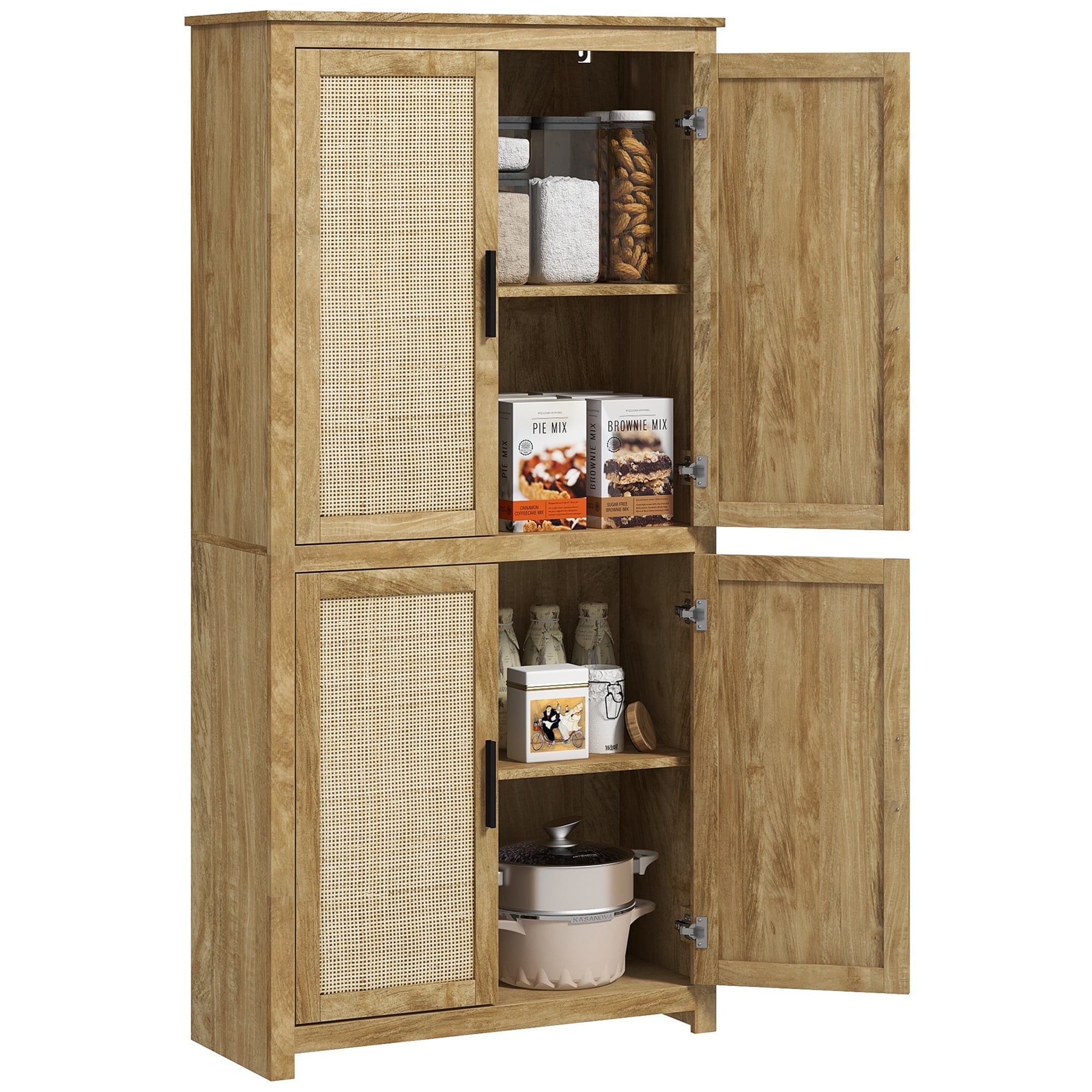 Qumbnk Kitchen Storage Cabinet with Inner Shelf, 4 Door Storage Cabinet ...