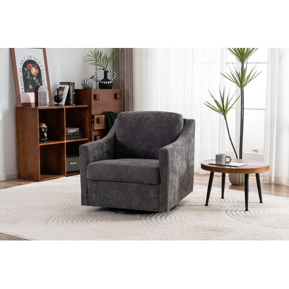 Qumbnk Linen Swivel Accent Chair with Metal Base, Armchair for Living ...