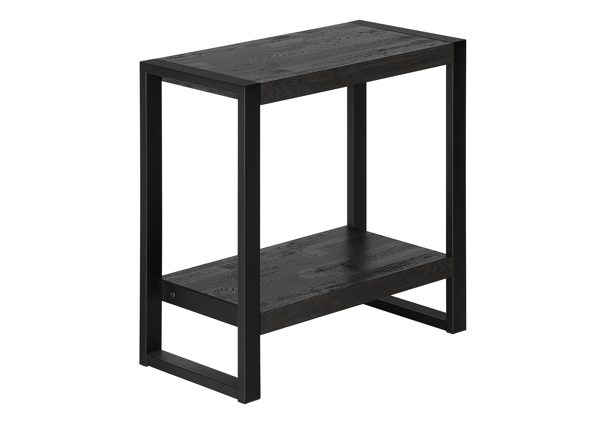 Qumbnk Metal Frame Nightstand with Bottom Shelf, Rectangle Wood Side ...