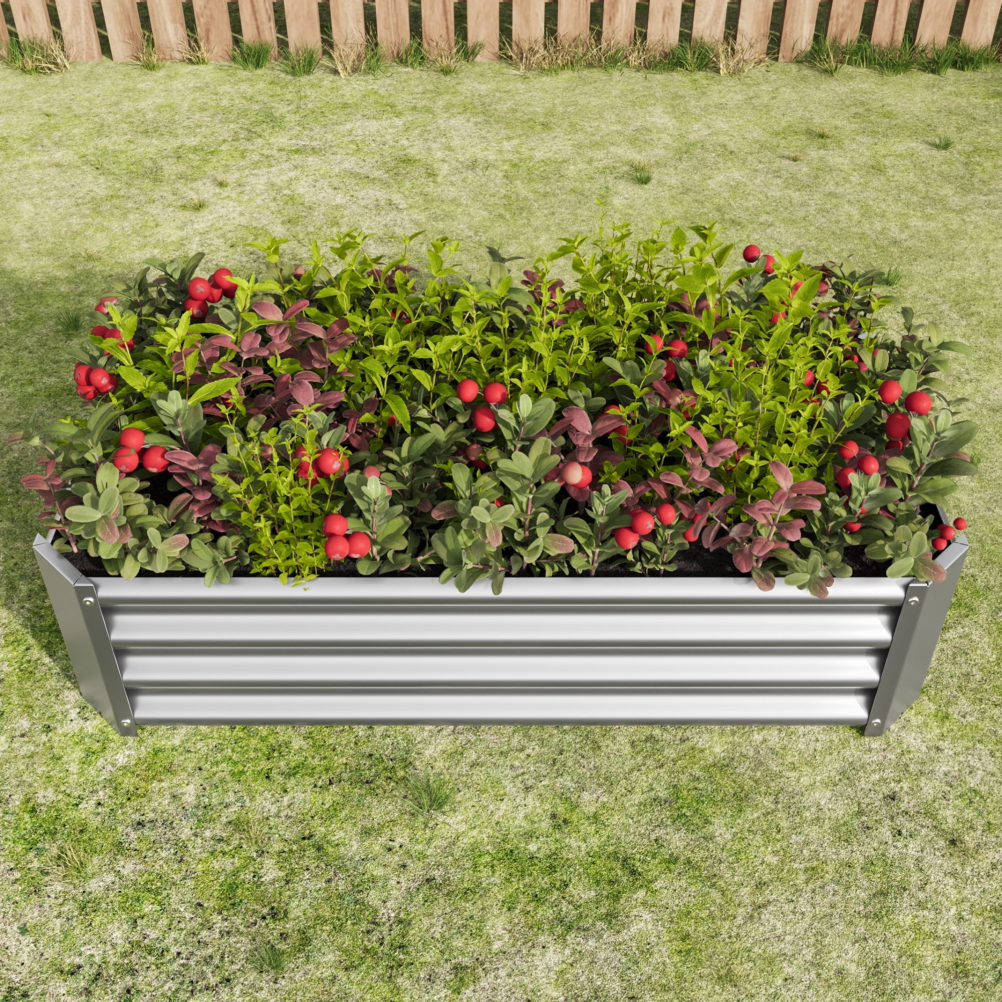 Qumbnk Metal Raised Garden Bed Box, Rectangle Raised Planter for ...