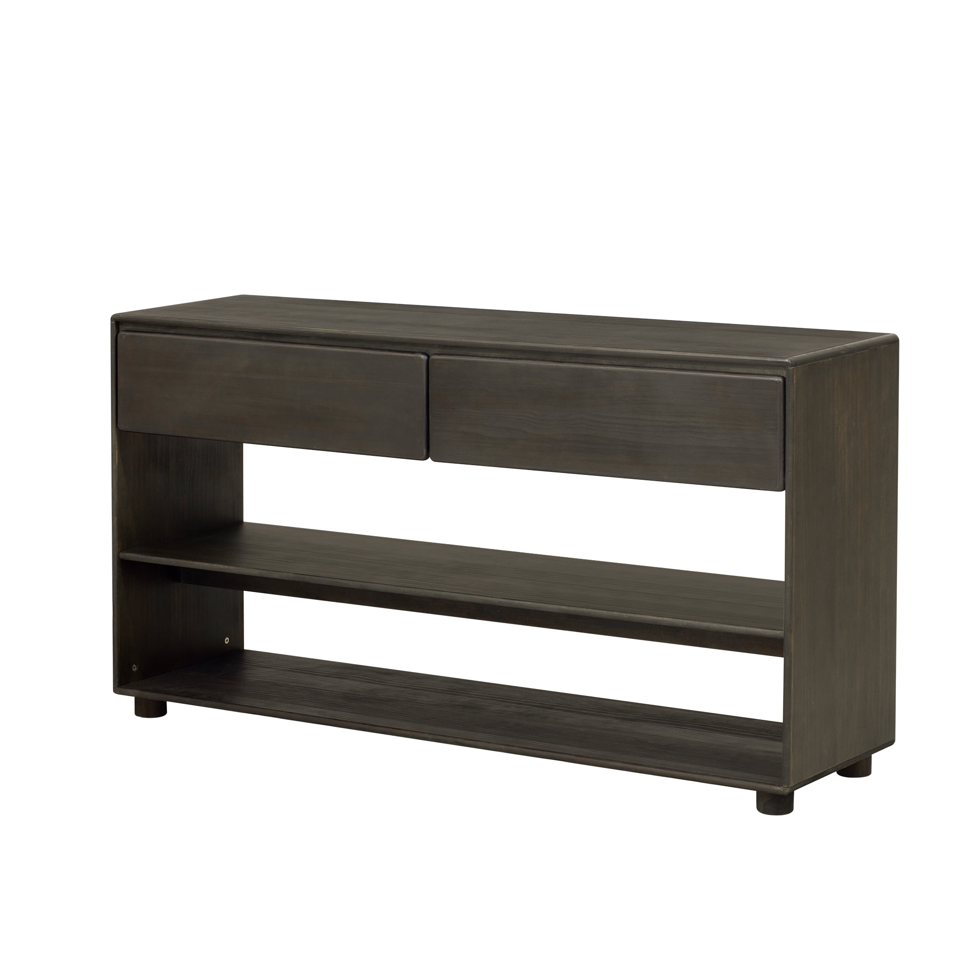 Qumbnk Rectangle Console Table with 2 Drawers and 2 Shelves, Wood ...