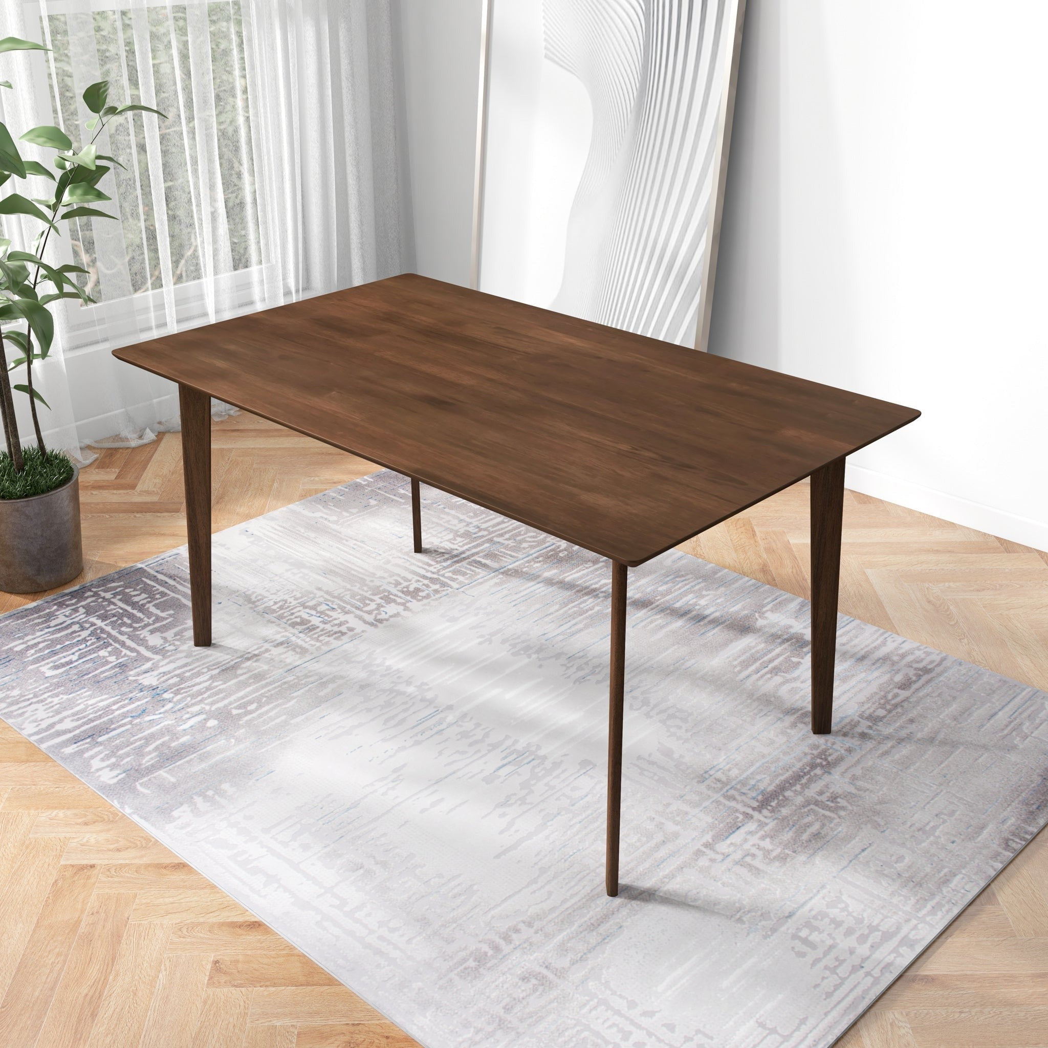 Qumbnk Rectangle Wood Dining Desk Dining Table for Kitchen, Dining Room ...