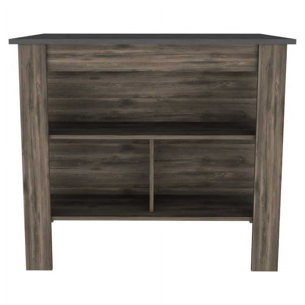 Qumbnk Rectangle Wood Kitchen Island with 3 Shelves, Island Table for ...