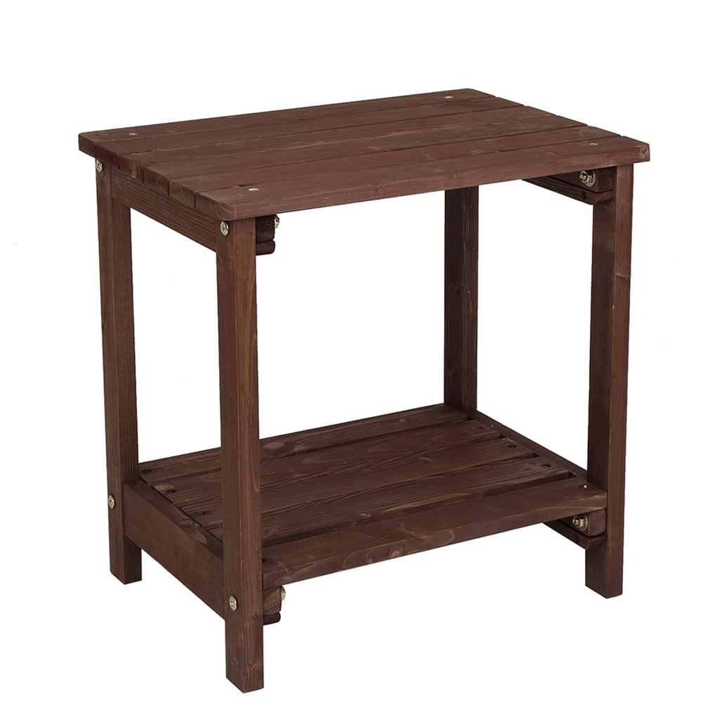 Qumbnk Rectangular Wood Side Table for Home, Garden, Light Brown ...