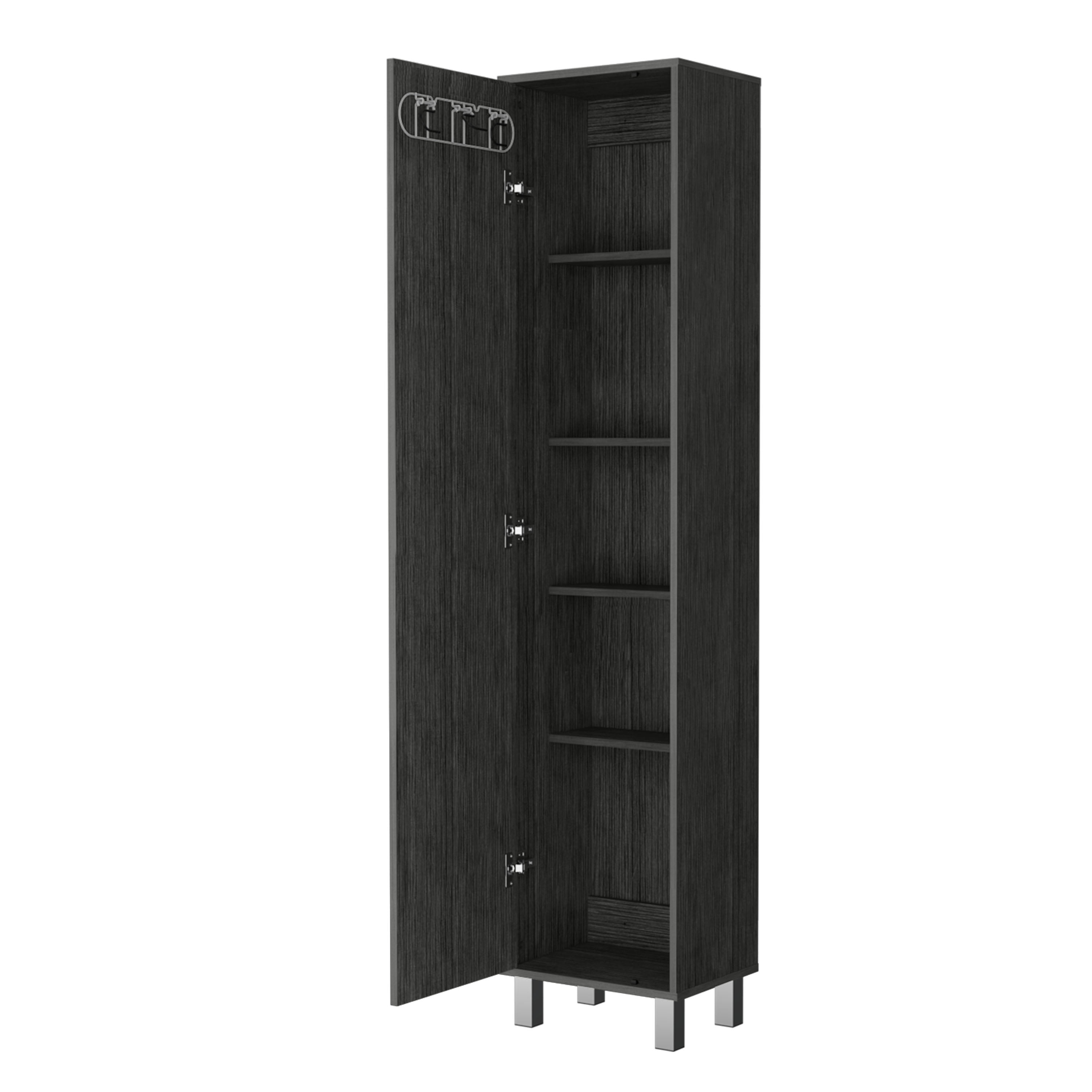 Qumbnk Kitchen Tall Storage Cabinet with 3 Hangers, Single Door Pantry ...