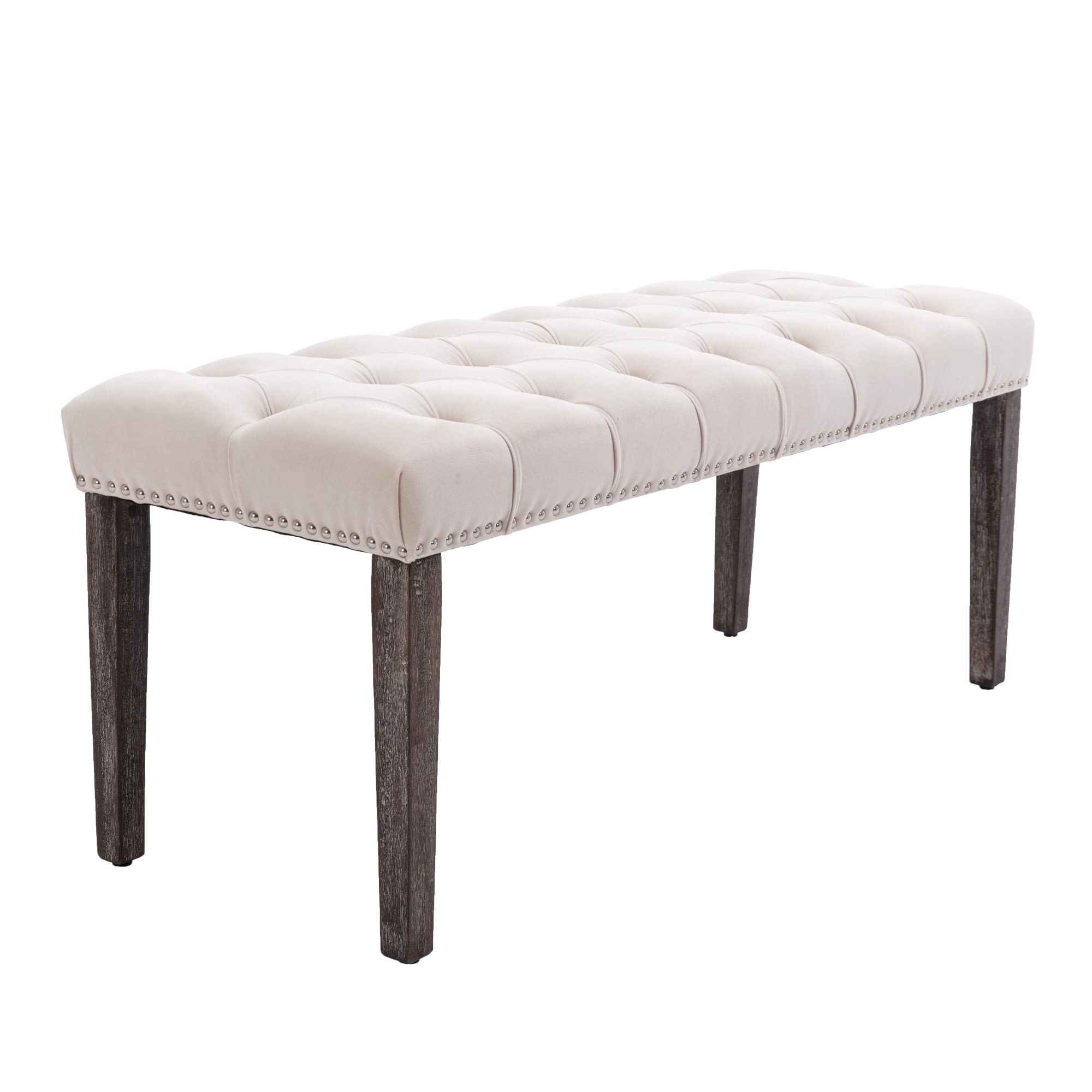 Qumbnk Upholstered Velvet Dining Bench Footrest Stool Ottoman for ...