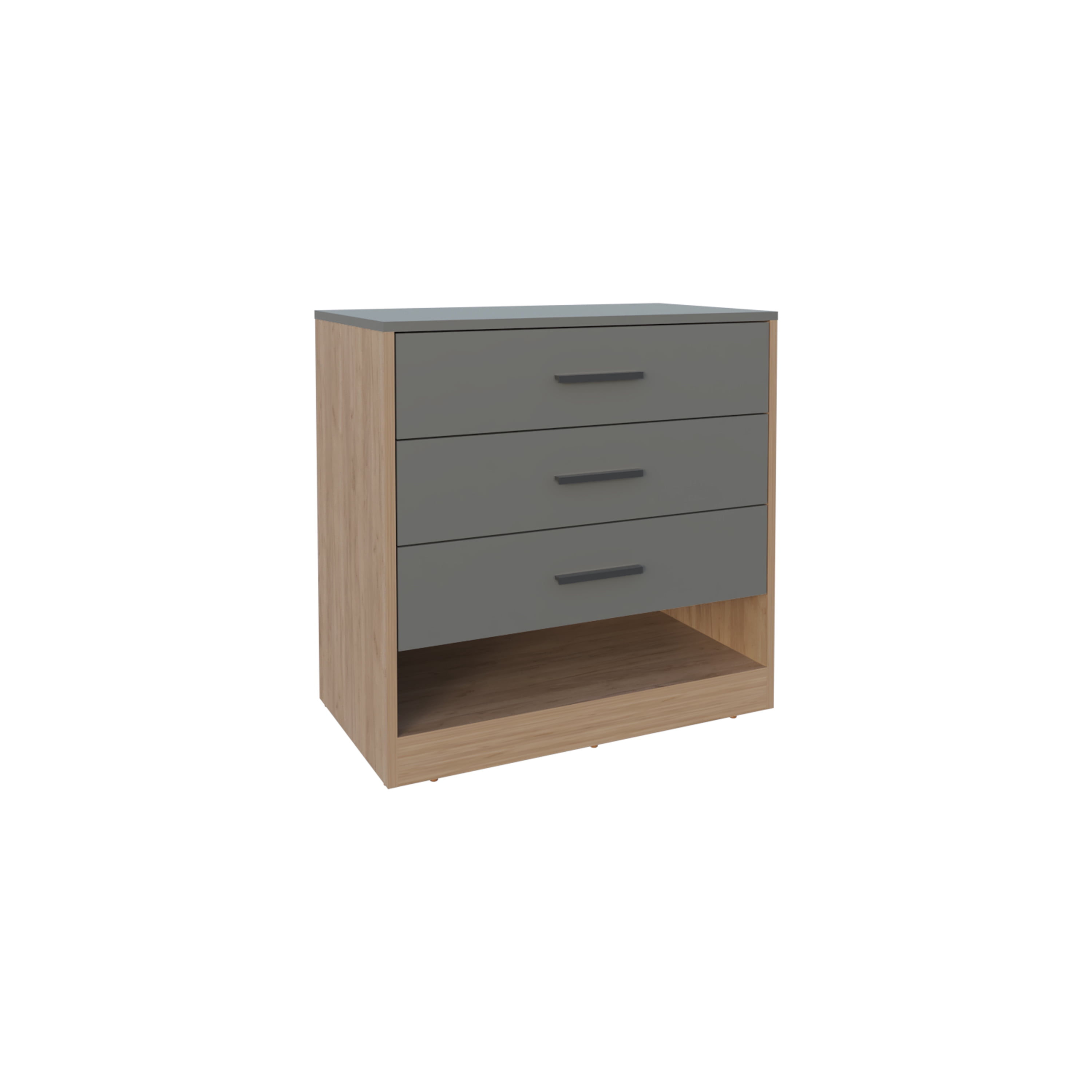 Qumbnk Wood Beside Table with 1 Open Shelf, 3 Drawers Nightstand for ...