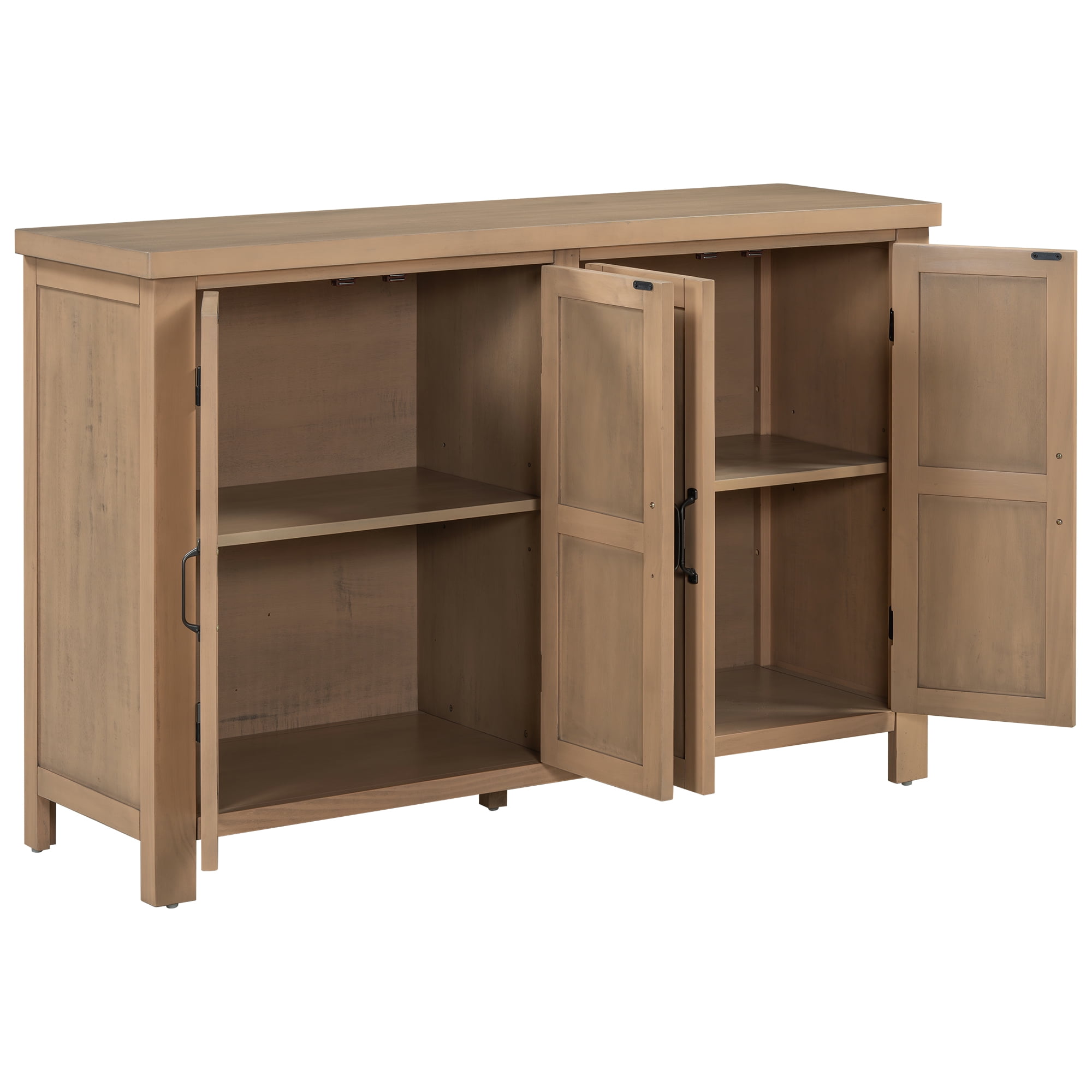 Qumbnk Wood Storage Cabinet with Inner Shelves and Handles, 4 Door ...