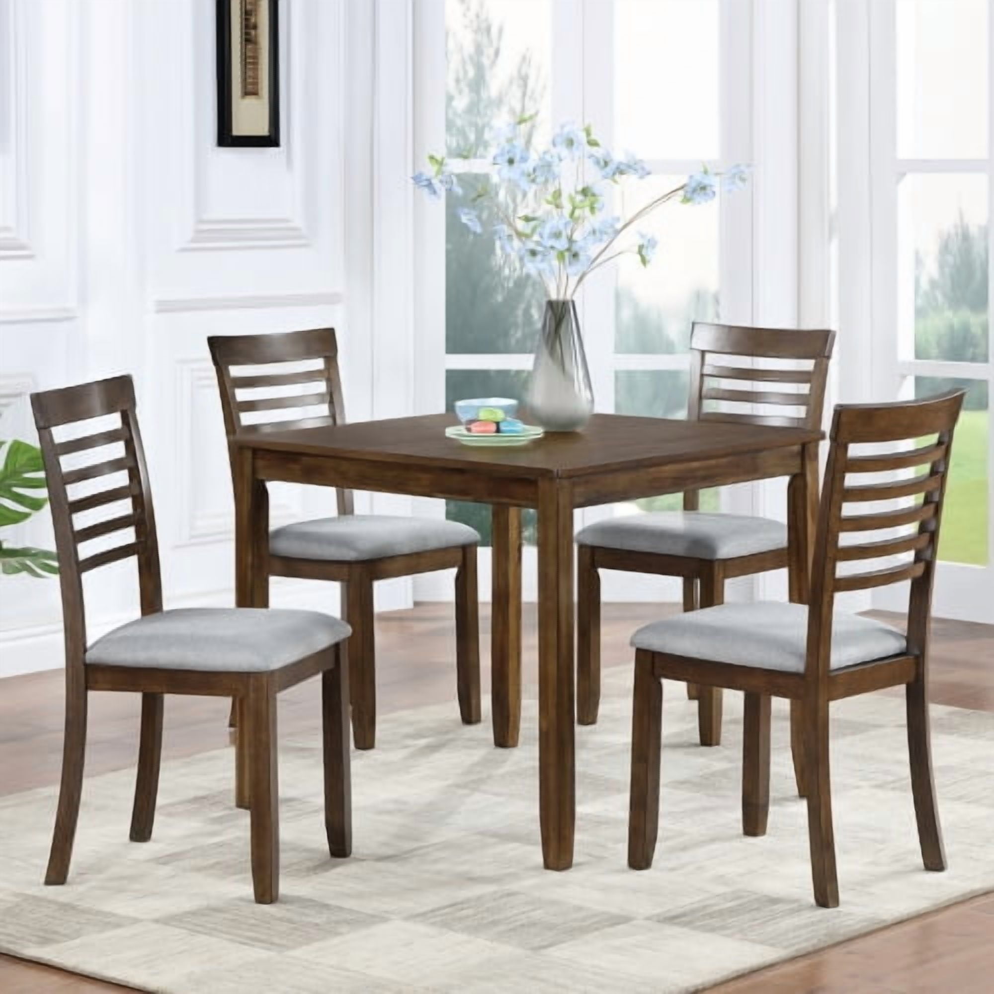 Qumbnk Wooden Dining Table for 4 Person, Square Dining Table for Living ...