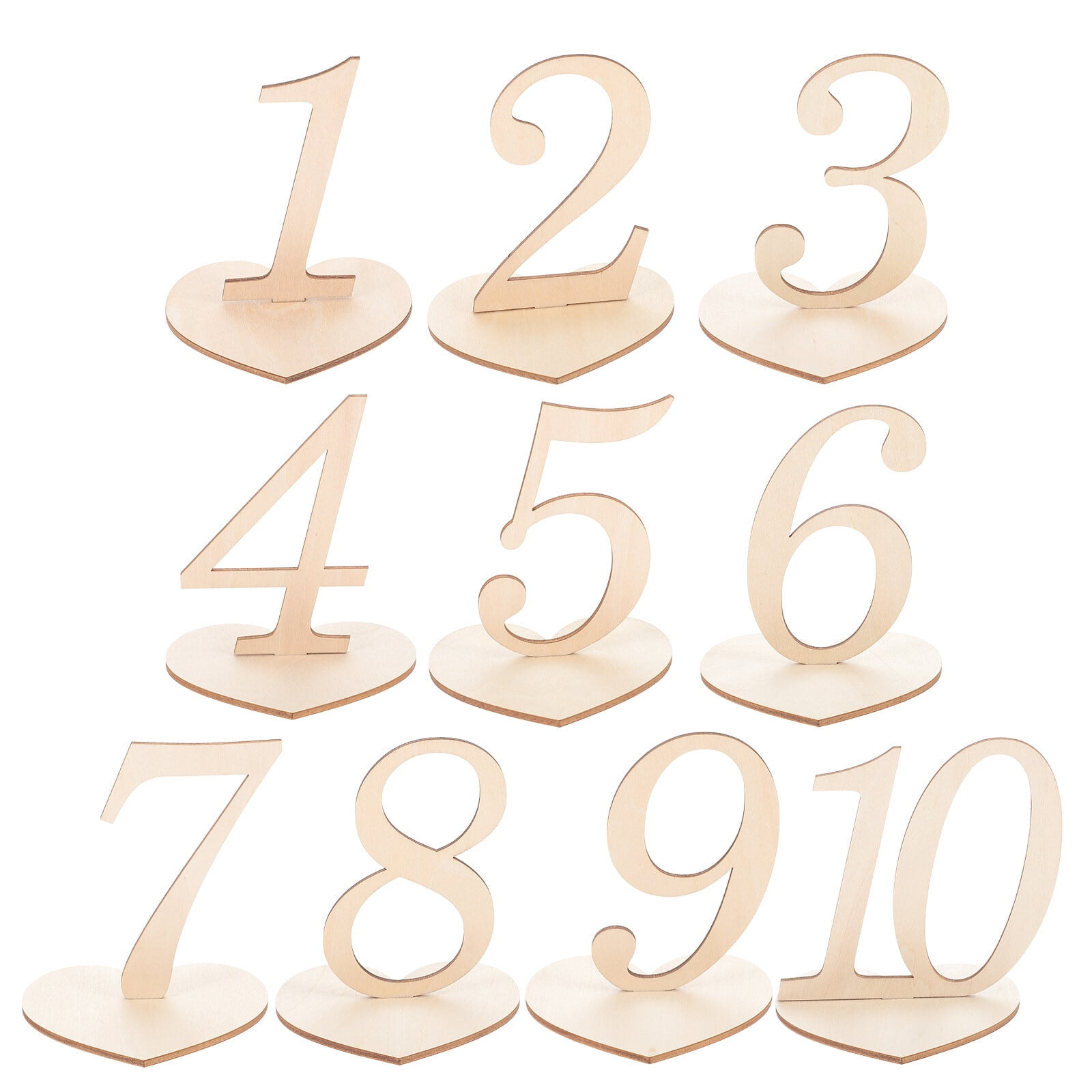 ADDHAT Self Standing Table Numbers Wood Light Yellow 10 Pcs 3.93x3.54x0 ...