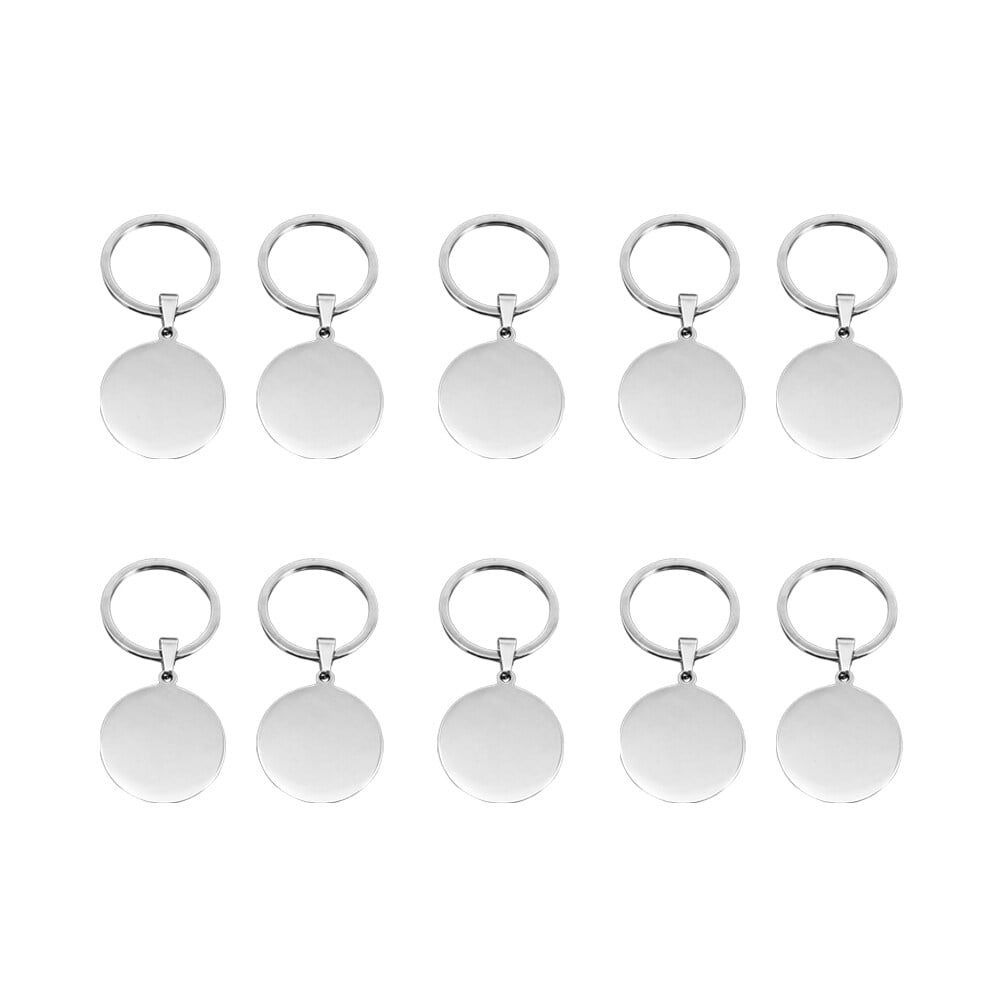 Qumonin 10pcs Round Metal Keychains Blank Tag Key Rings Key Chain Gifts ...
