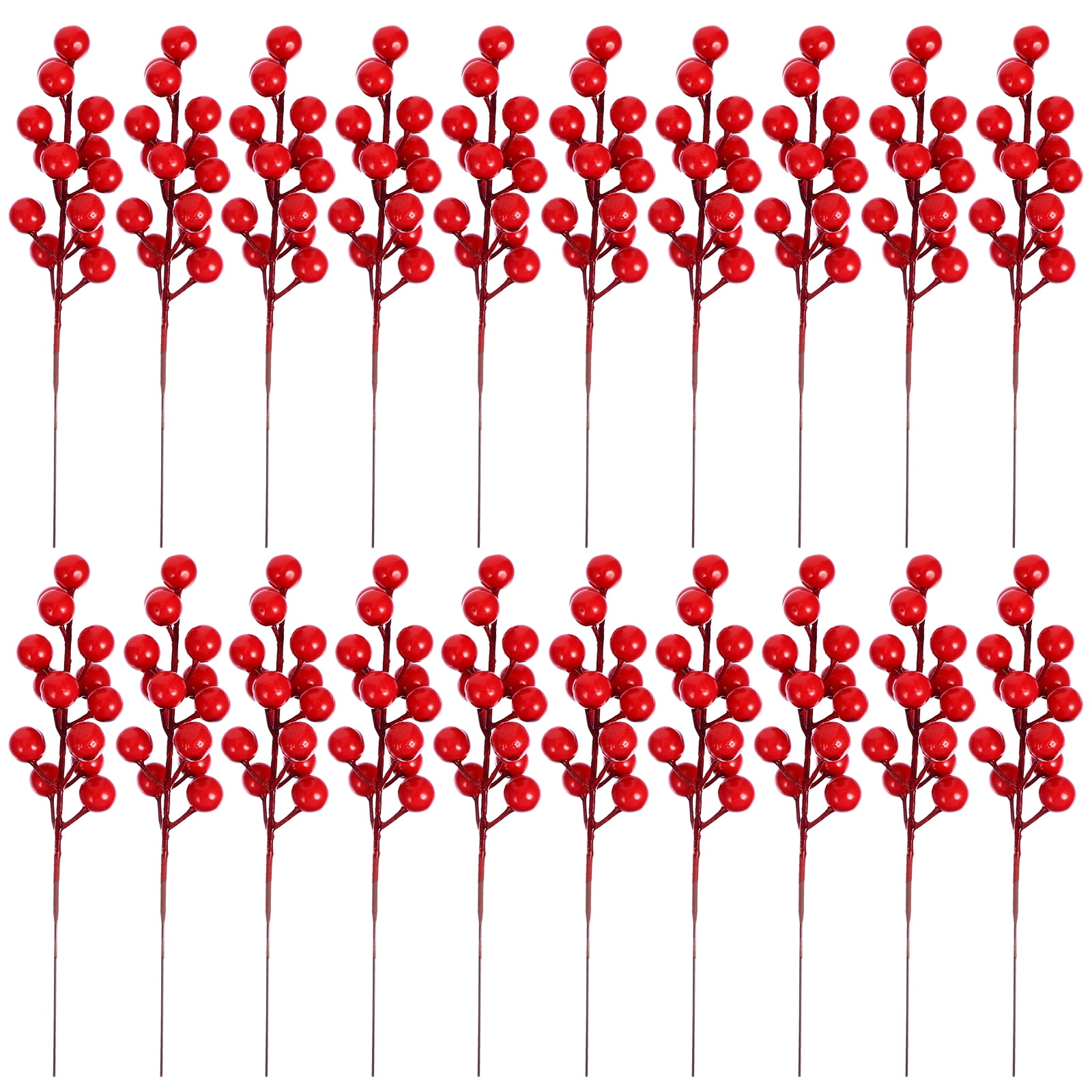 Qumonin 20pcs Red Artificial Cherry Stems for Christmas Tree & Home ...