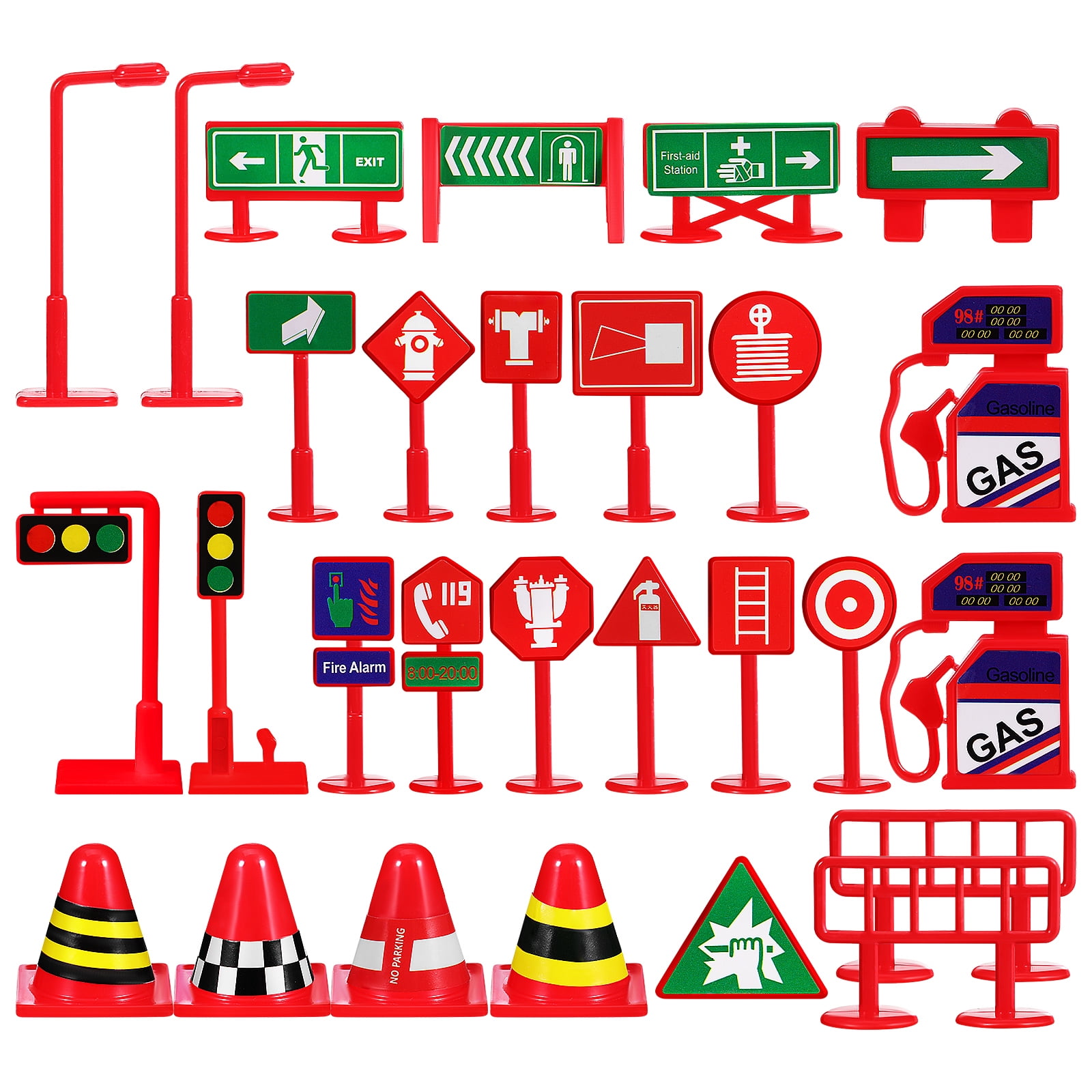 GOOHOCHY 28 Pcs Mini Traffic Signs and Cones Educational Toy Set with ...