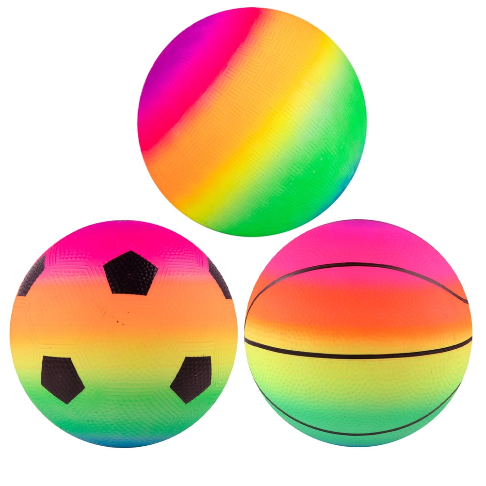 Qumonin 3 Rainbow Sports Balls for Kids - Basketball, Soccer, Jumping ...