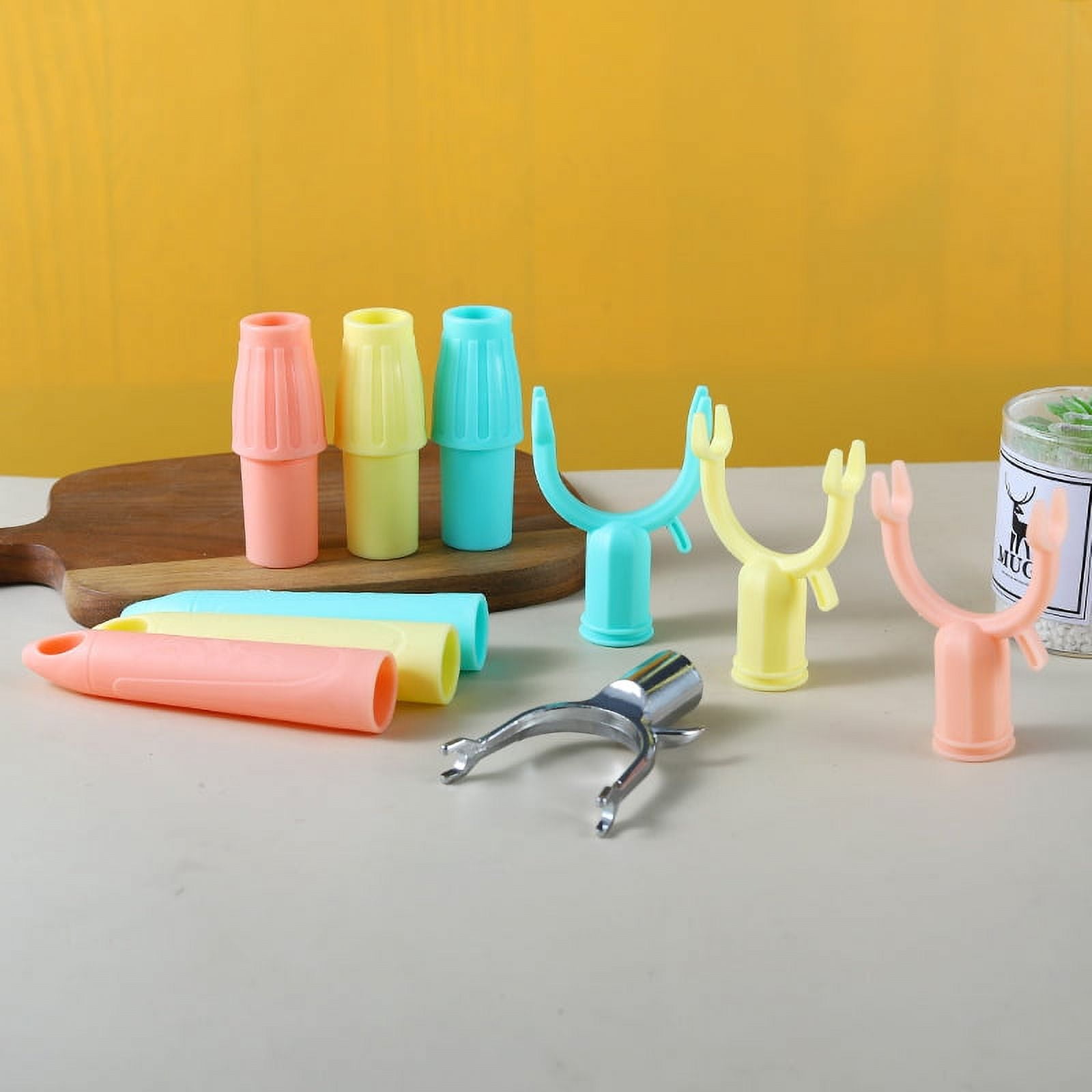 Qumonin 4pcs Clothing Reach Pole Hook Heads with 4pcs Clothesline Stick ...